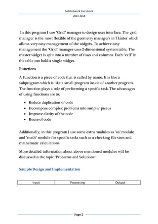 SubNetwork Calculator (Python Project) | DOCX
