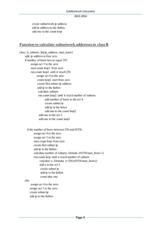SubNetwork Calculator (Python Project) | DOCX
