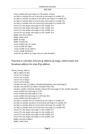 SubNetwork Calculator (Python Project) | DOCX