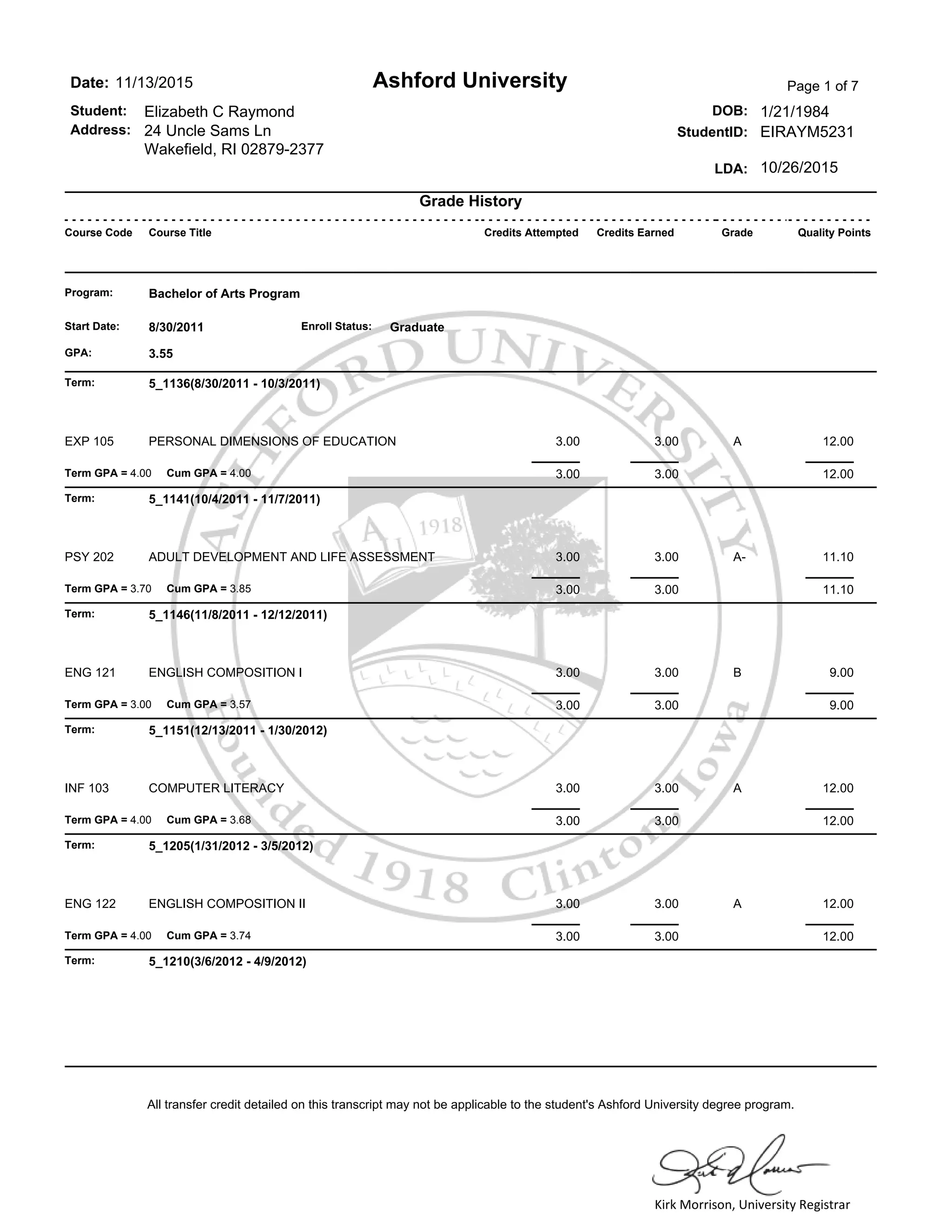 Official Transcripts | PDF