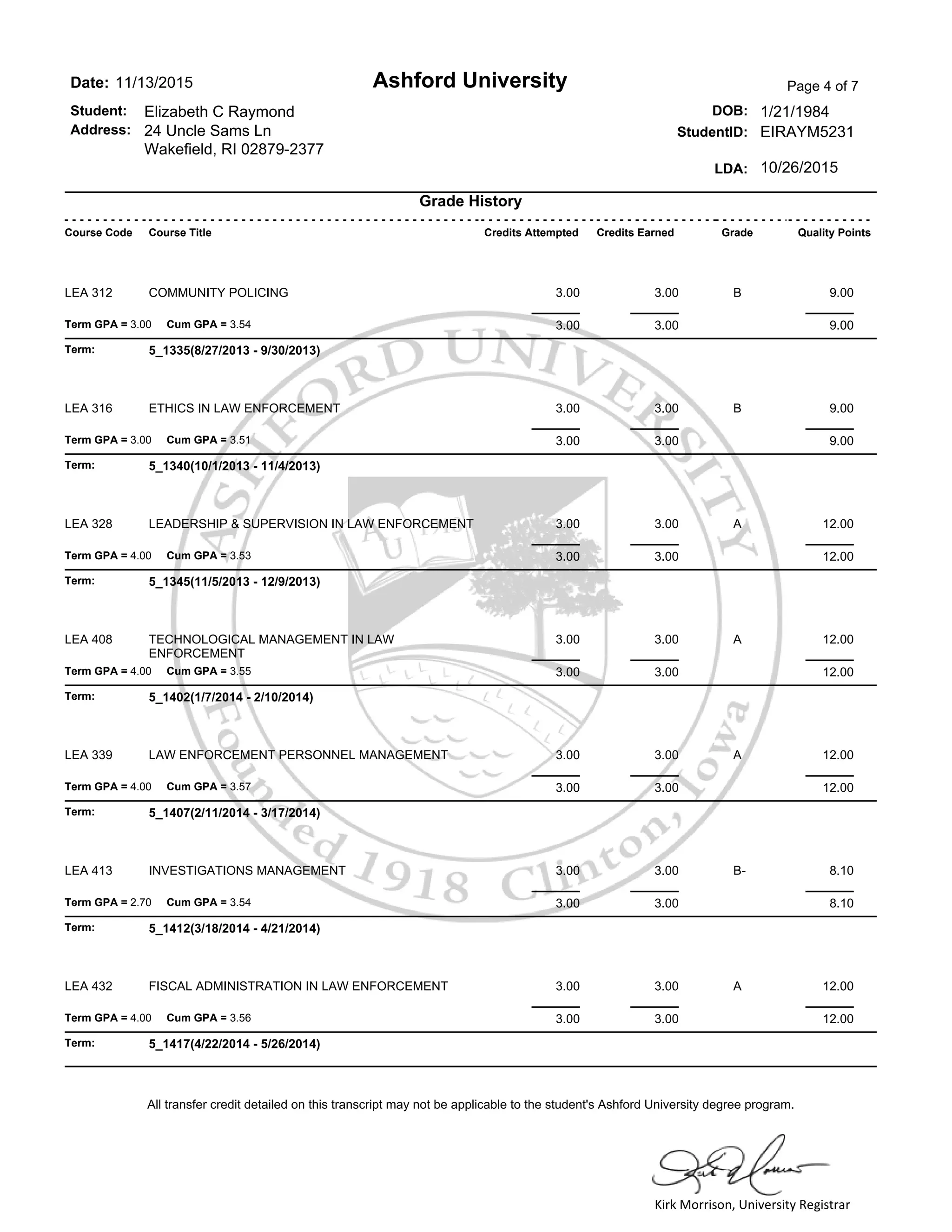 Official Transcripts | PDF