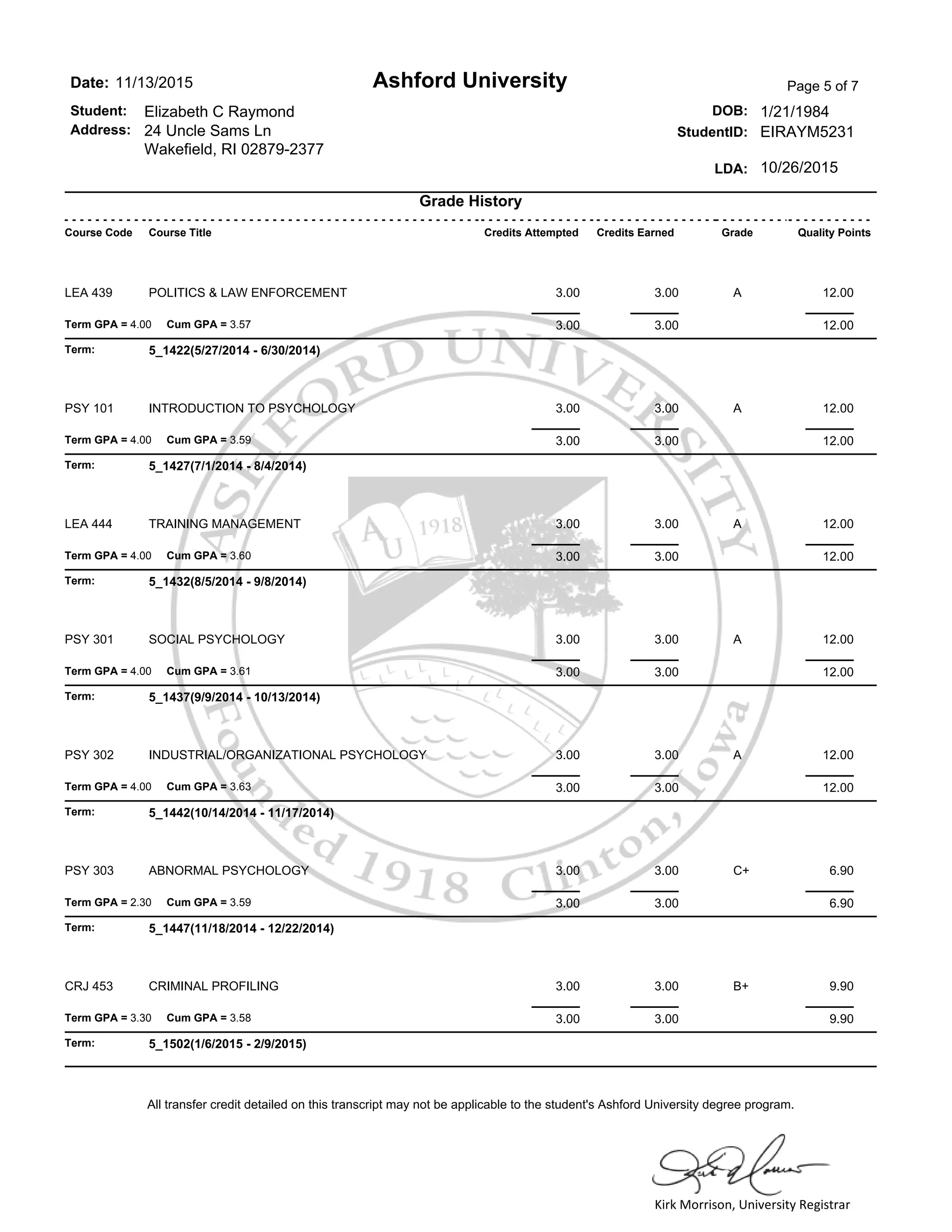Official Transcripts | PDF