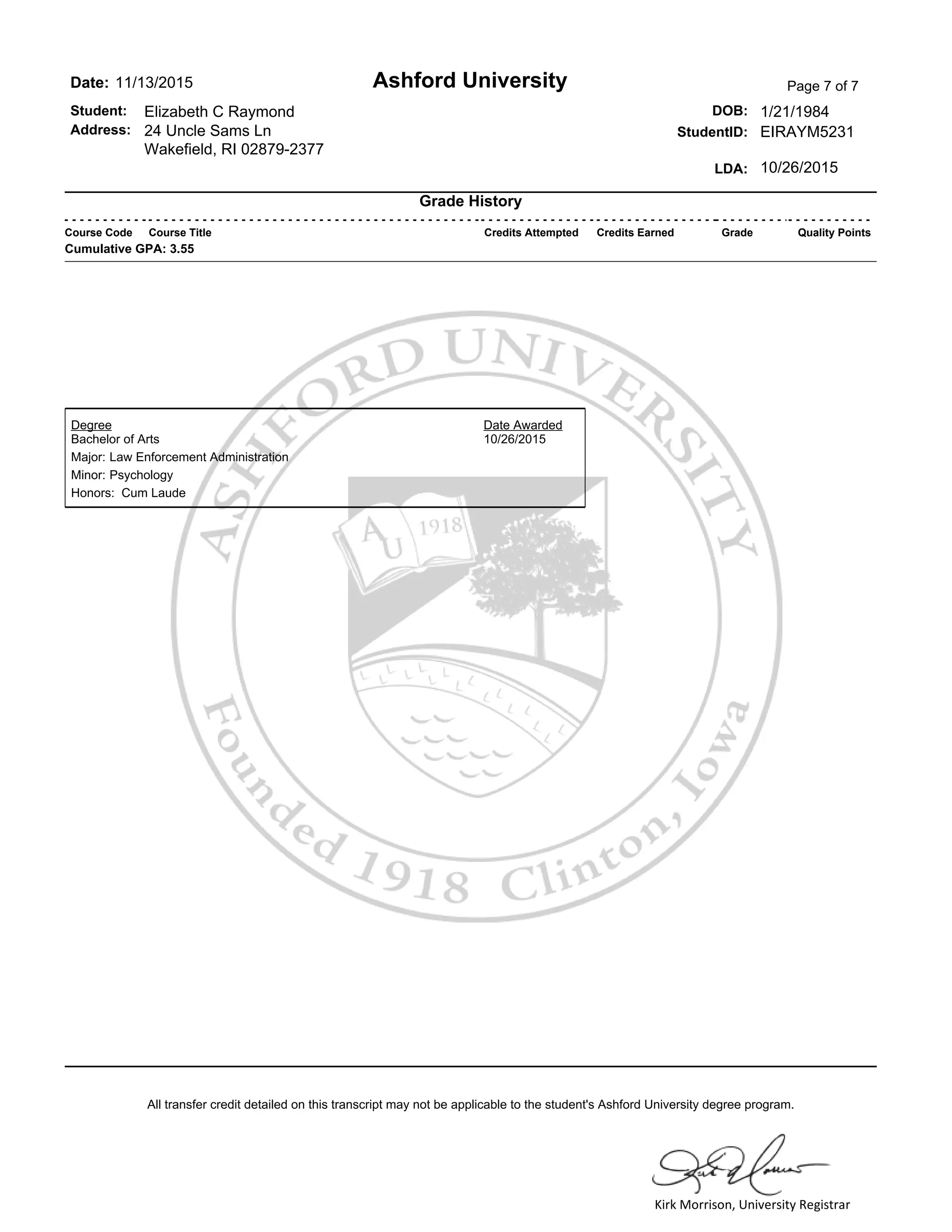 Official Transcripts | PDF
