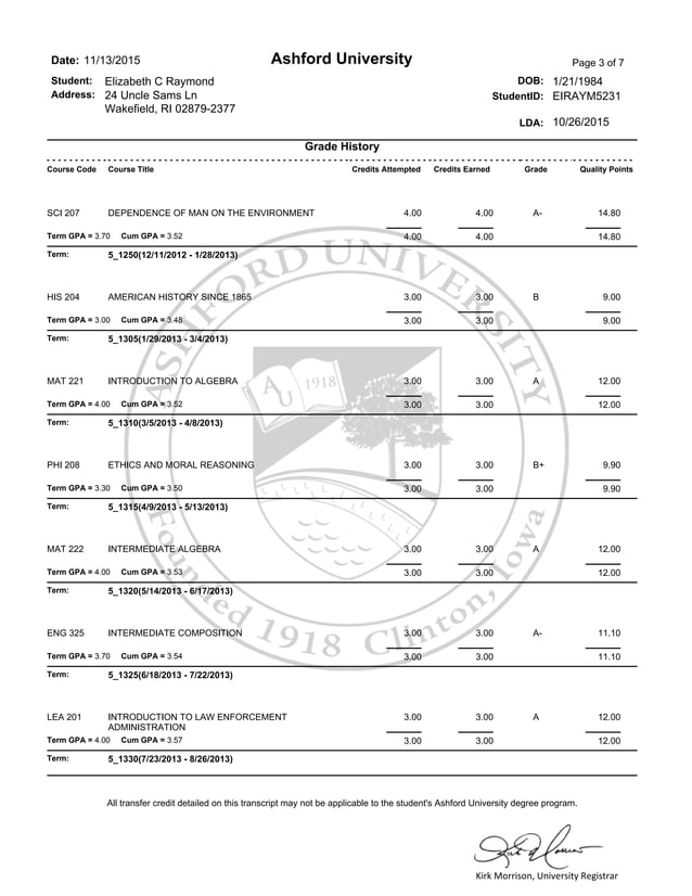 Official Transcripts | PDF