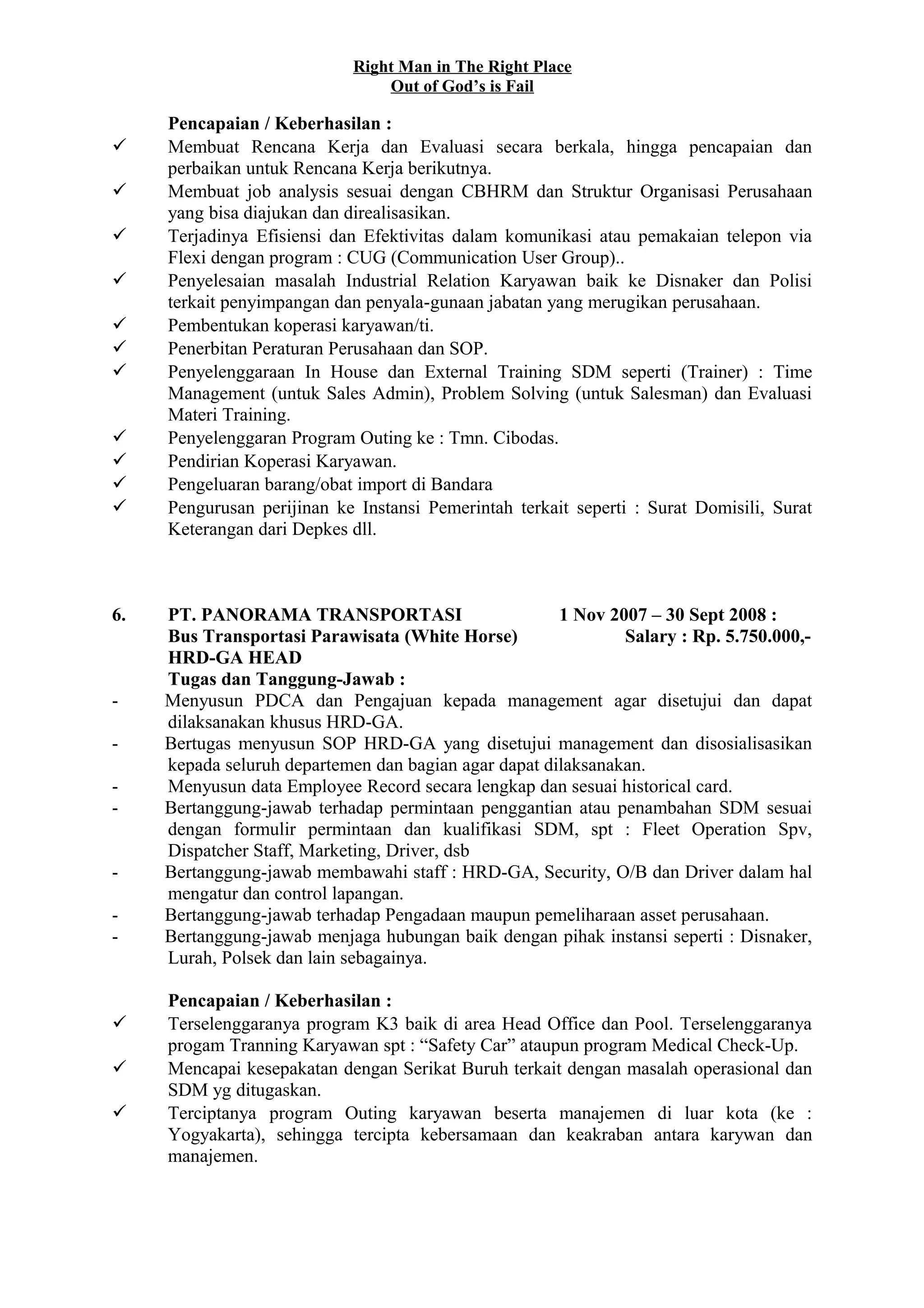 CV HRD Manager (Excellent) | DOC