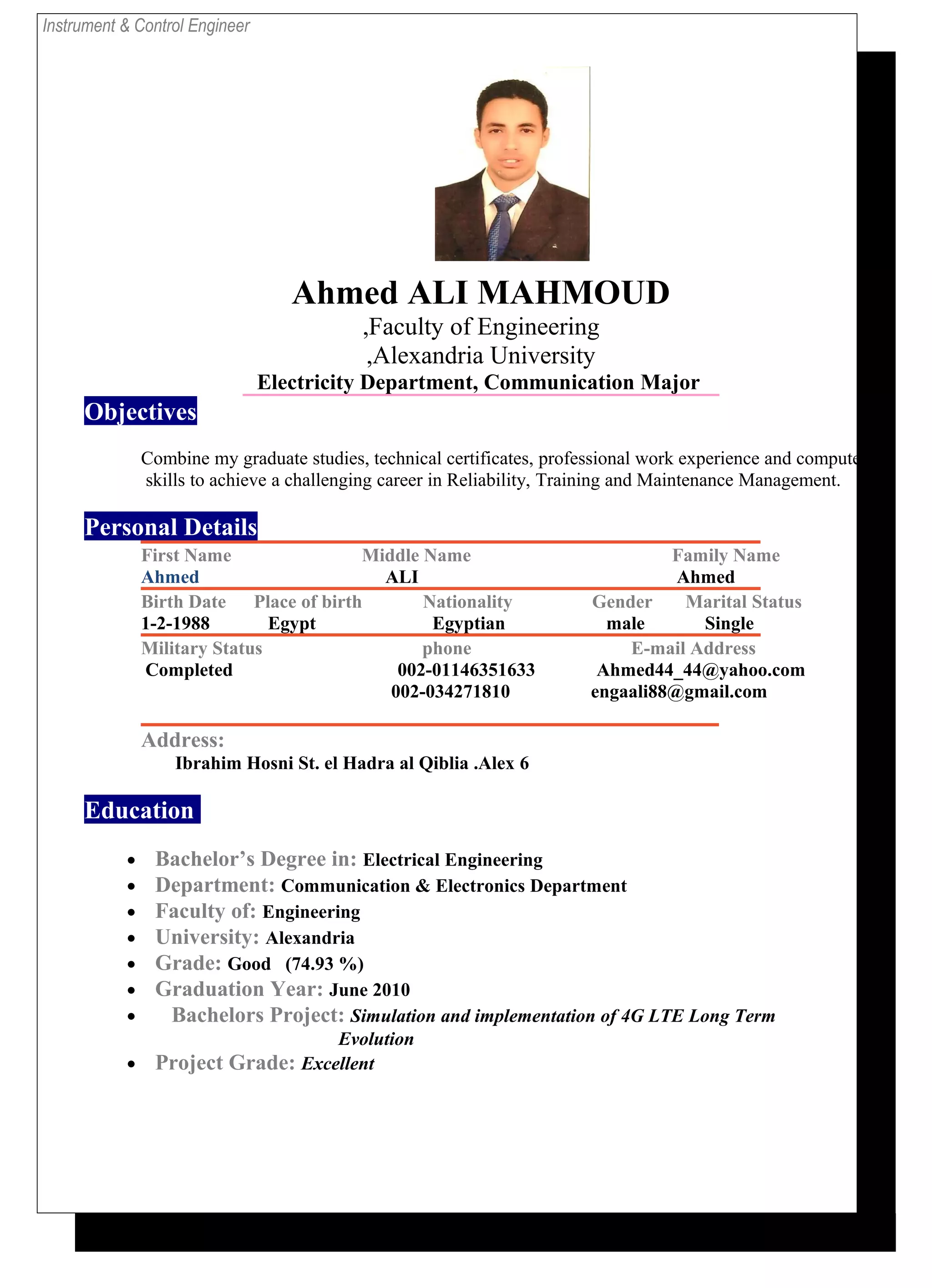 eng-ahmed-ali-CV | DOC