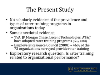 Survey of Rater Training Programs | PPTX