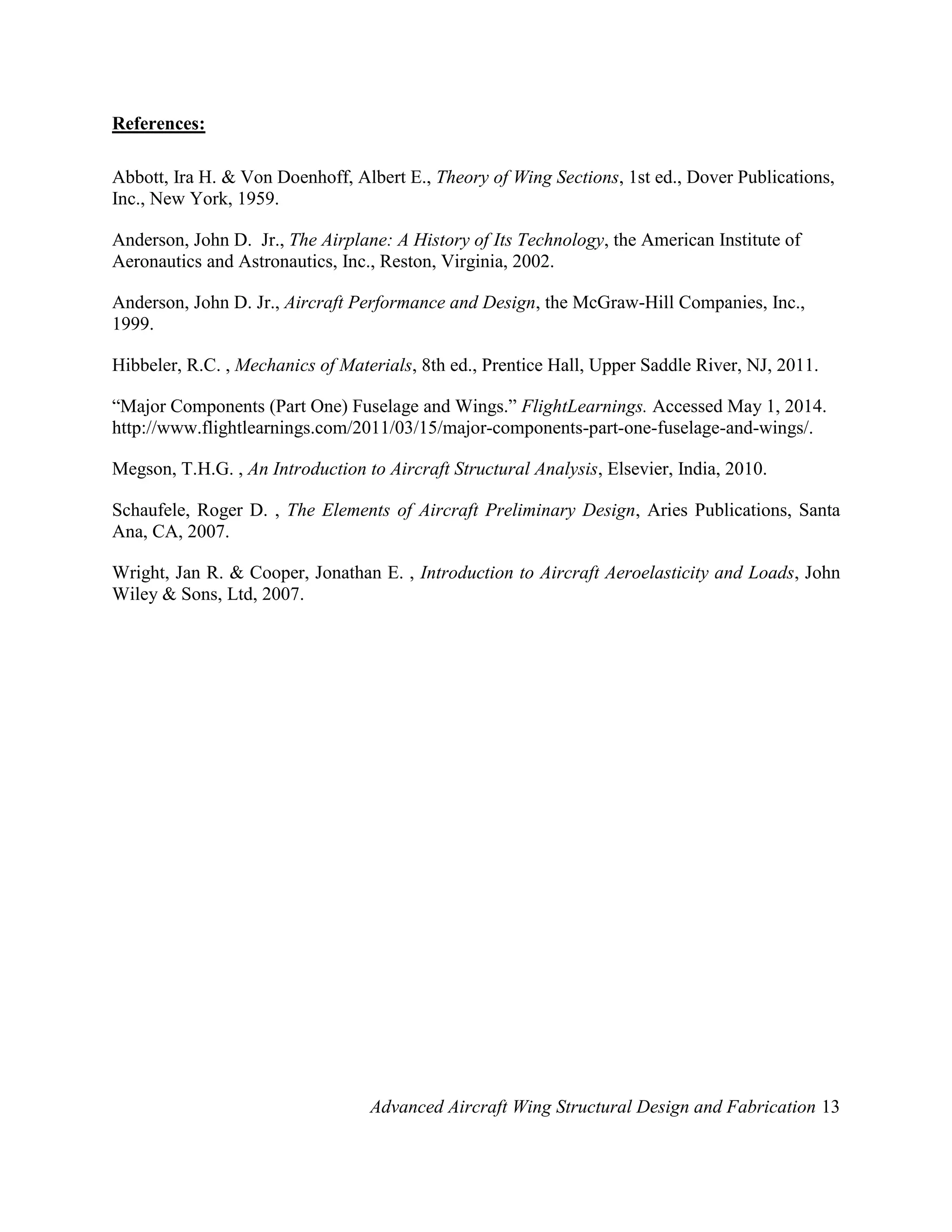 UROP Proposal Advanced Aircraft Wing Structural Design and Fabrication ...