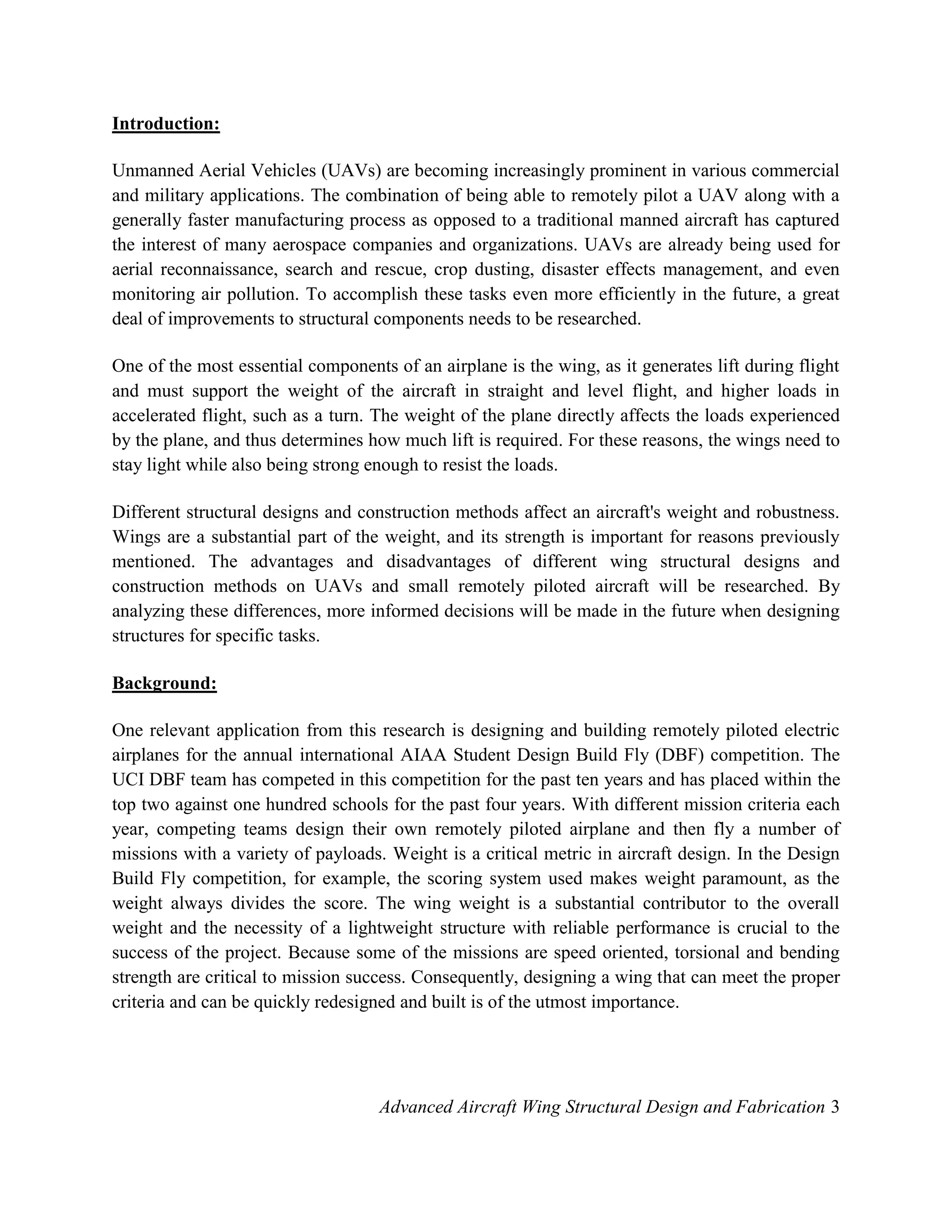 UROP Proposal Advanced Aircraft Wing Structural Design and Fabrication ...