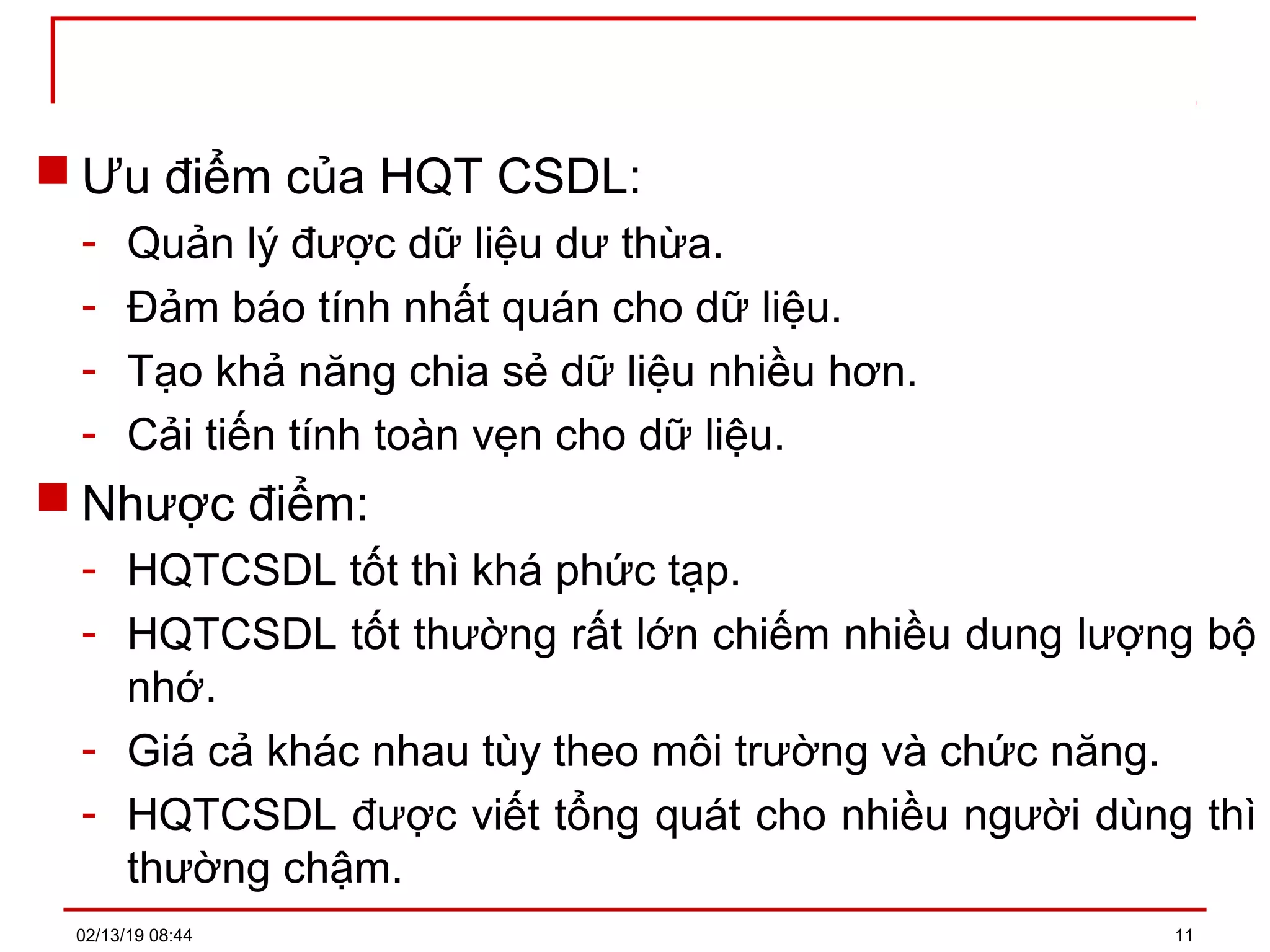 Slide Hệ Quản Trị Cơ sở dữ liệu - CHƯƠNG 1 | PPT