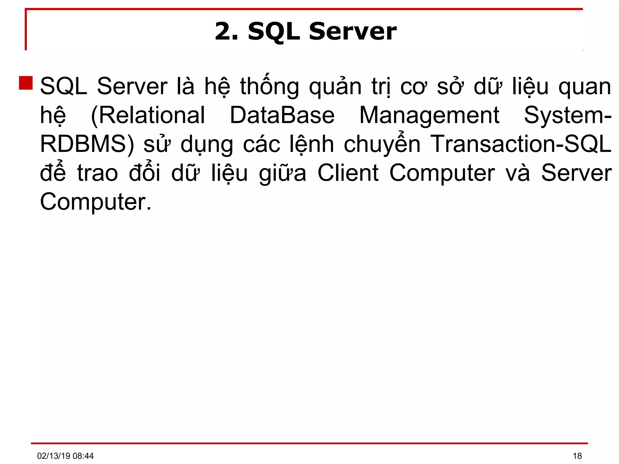 Slide Hệ Quản Trị Cơ sở dữ liệu - CHƯƠNG 1 | PPT