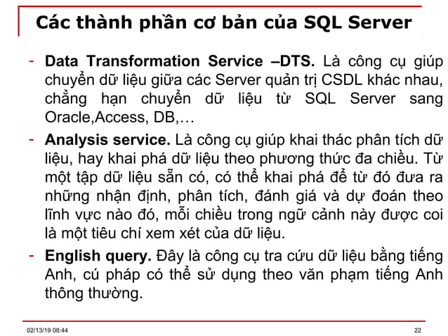 Slide Hệ Quản Trị Cơ sở dữ liệu - CHƯƠNG 1 | PPT