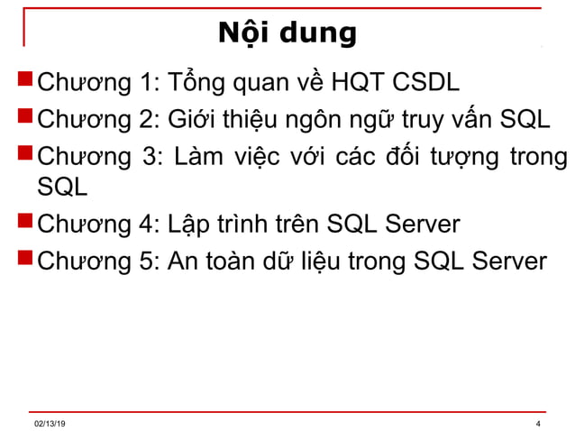 Slide Hệ Quản Trị Cơ sở dữ liệu - CHƯƠNG 1 | PPT