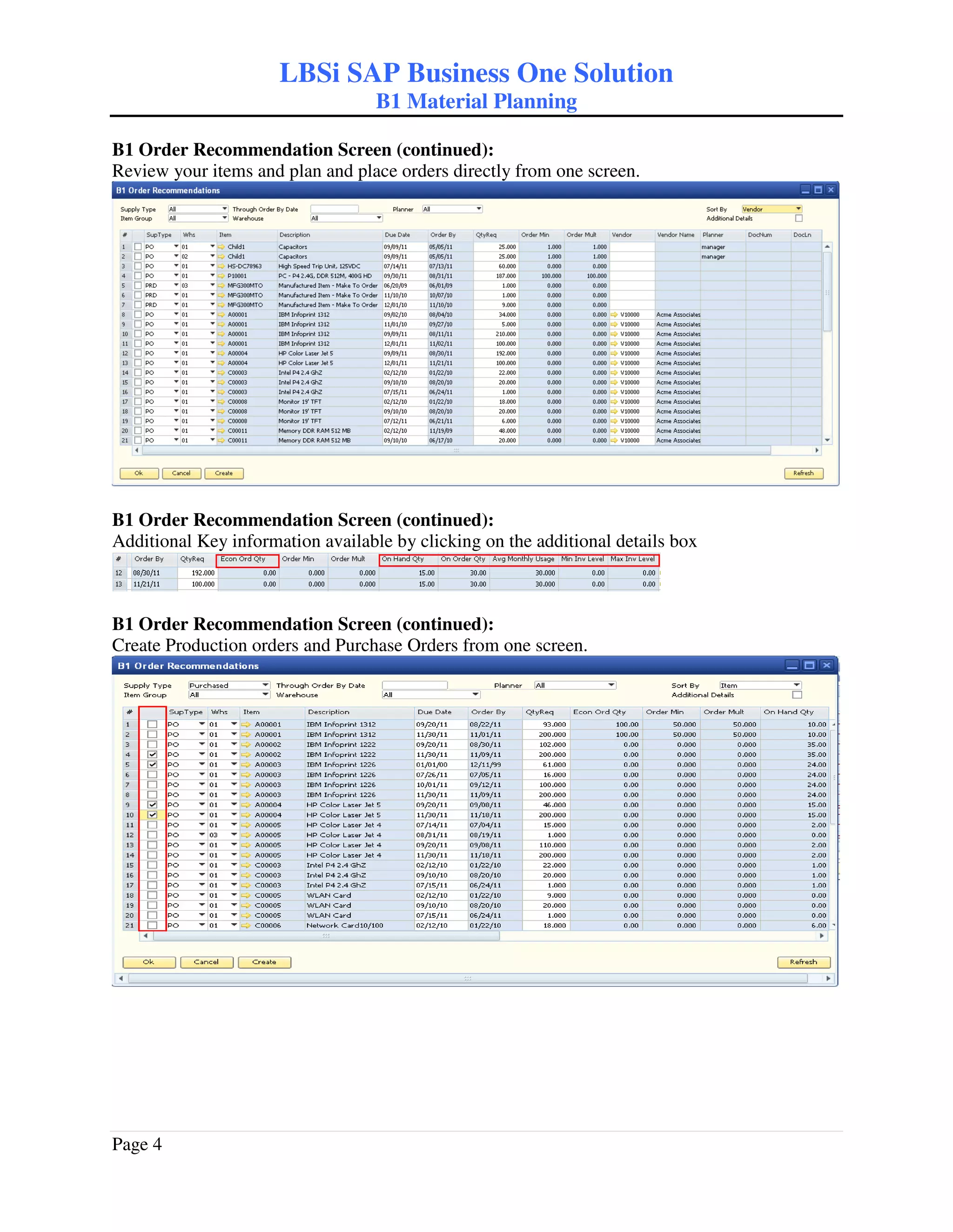 B1 Material Planning for SAP Business One | PDF