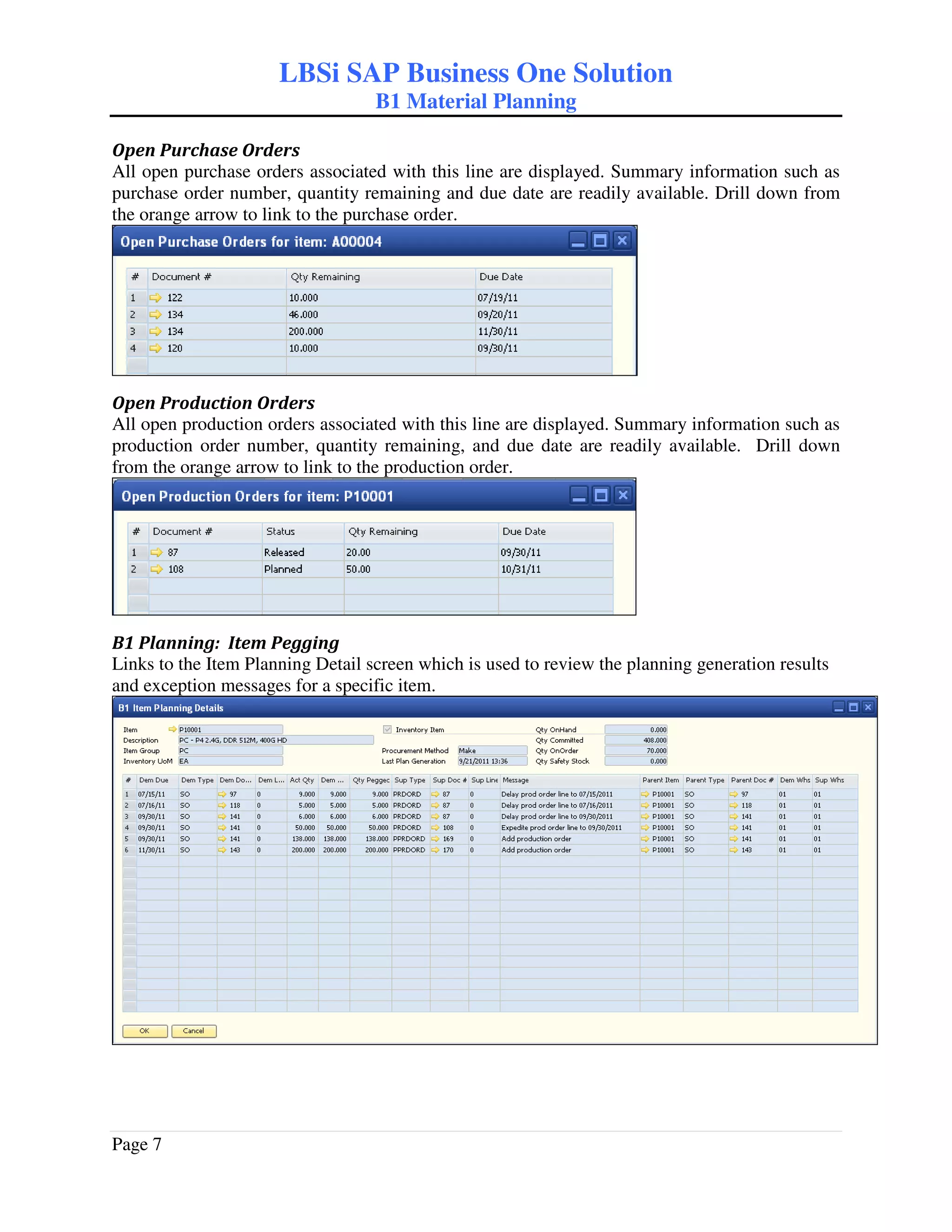 B1 Material Planning for SAP Business One | PDF