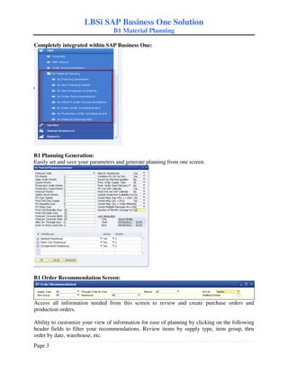 B1 Material Planning for SAP Business One | PDF