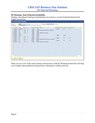 B1 Material Planning for SAP Business One | PDF