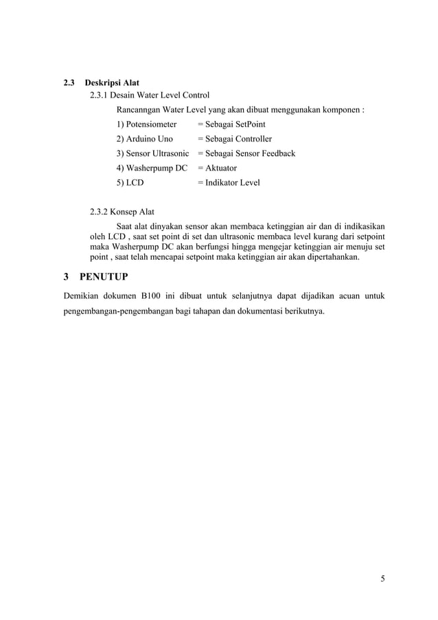 B100 - B600 Water Level Control dengan metode PID | PDF