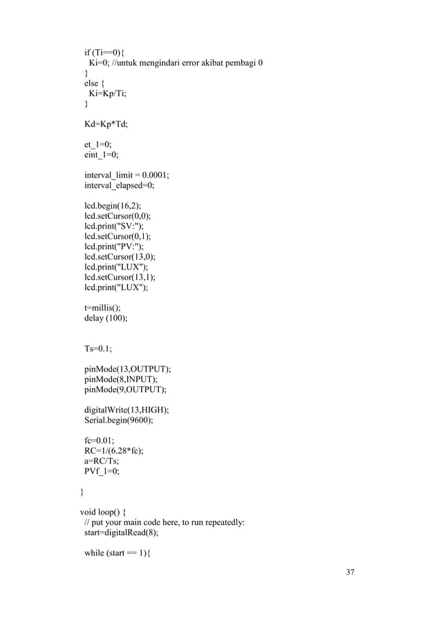 B100-600 sistem kendali intensitas cahaya dengan pid berbasis arduino ...