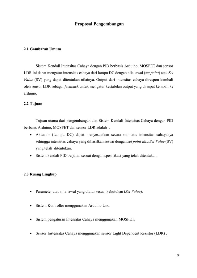 B100-600 sistem kendali intensitas cahaya dengan pid berbasis arduino ...
