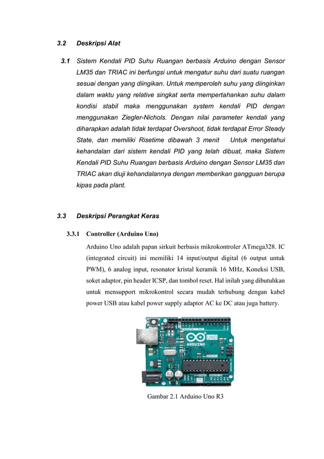 Dokumen B100-B600 Sistem Kendali PID Suhu Ruangan berbasis Arduino dengan Sensor LM35 dan TRIAC ...