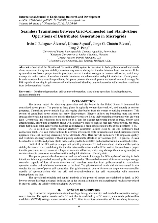 Seamless Transitions between Grid-Connected and Stand-Alone Operations of Distributed Generation ...
