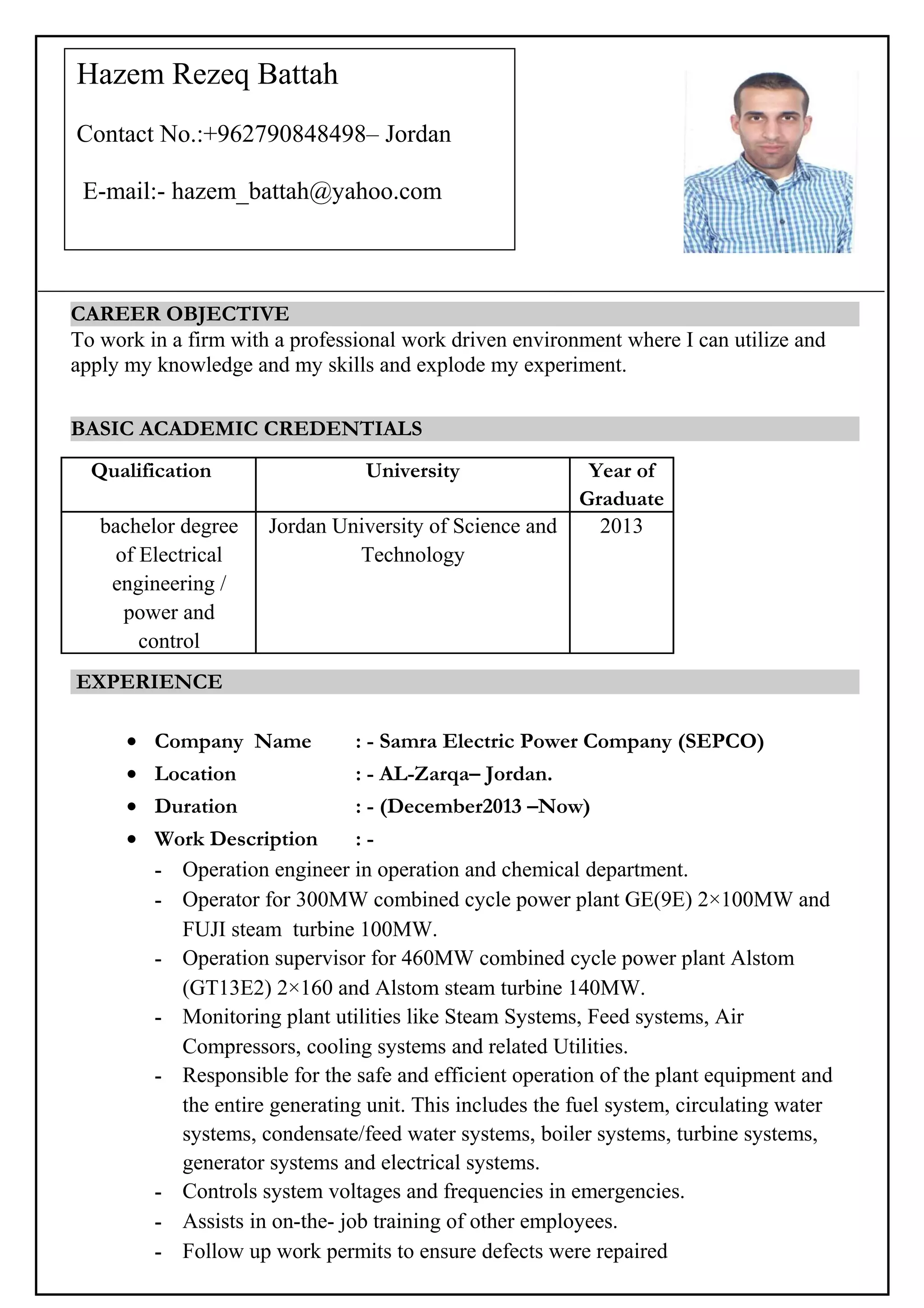 Hazem Battah resume | DOC