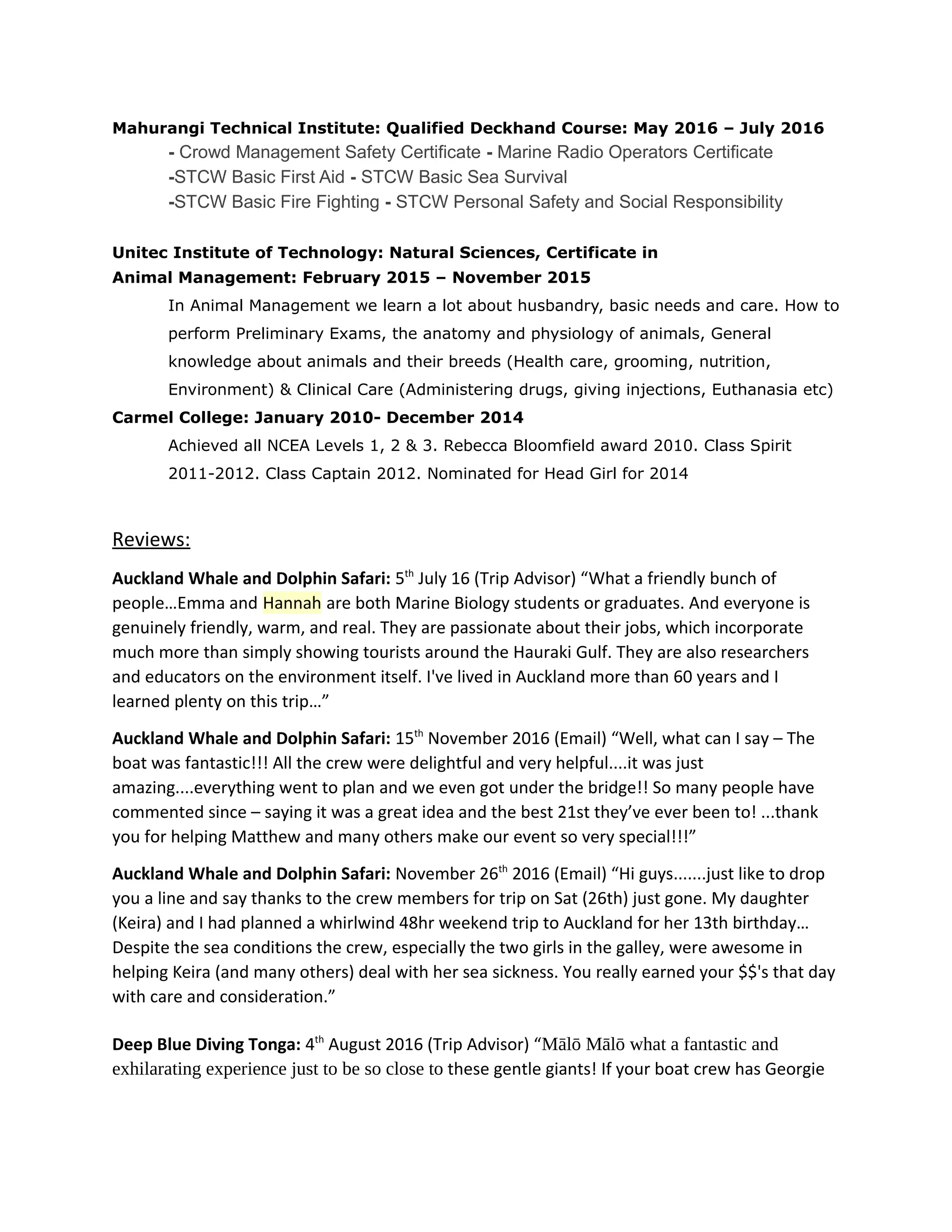 Hannahs Resume Draft | RTF
