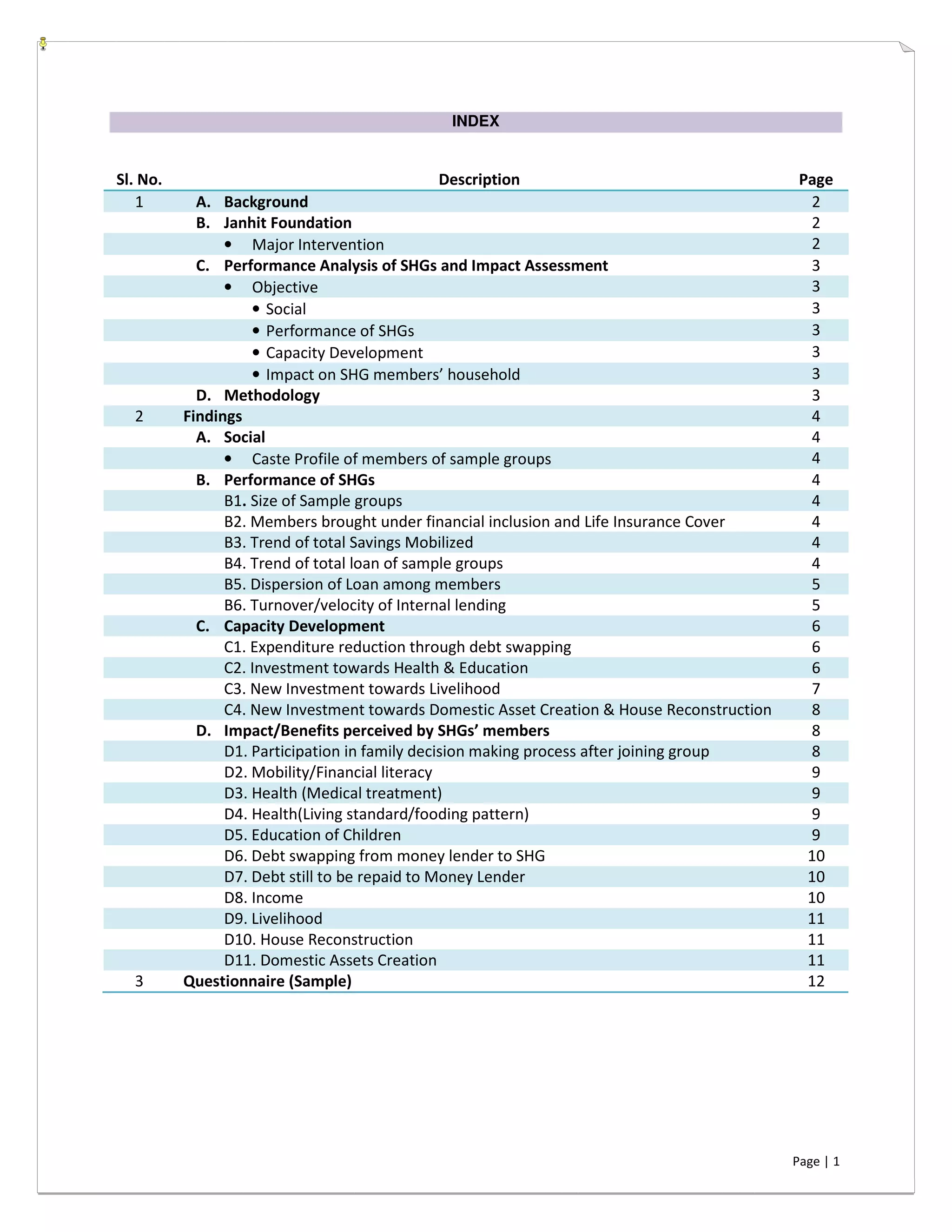 SHG Impact Assessment | PDF