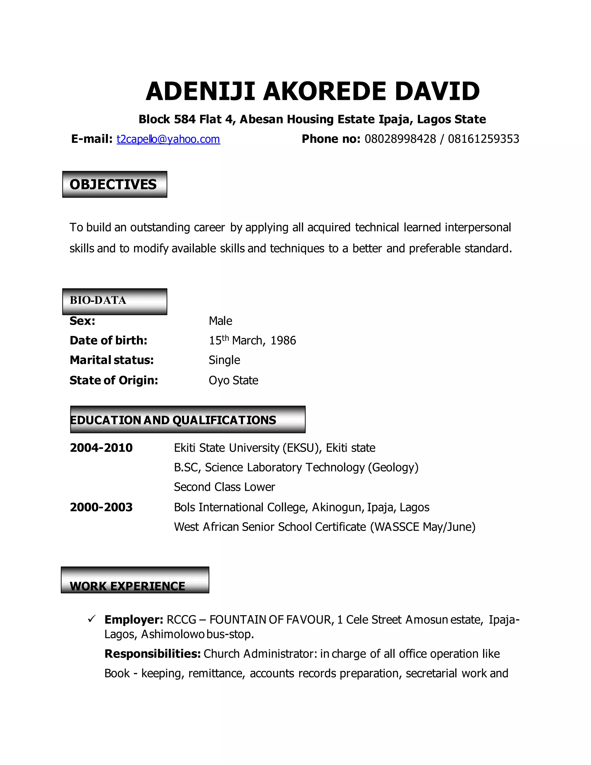 ADENIJI AKOREDE DAVID | PDF
