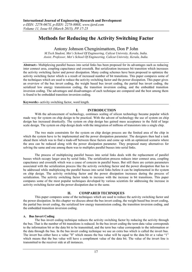 Methods for Reducing the Activity Switching Factor | PDF