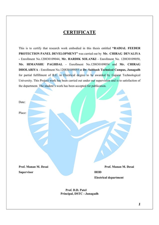 REPORT- RADIAL FEEDER PROTECTION PANEL DEVELOPMENT | PDF