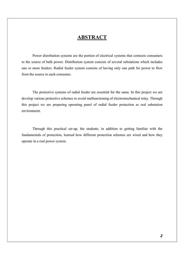REPORT- RADIAL FEEDER PROTECTION PANEL DEVELOPMENT | PDF