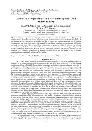 Automatic Foreground object detection using Visual and Motion Saliency | PDF