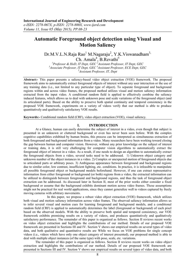 Automatic Foreground Object Detection Using Visual And Motion Saliency