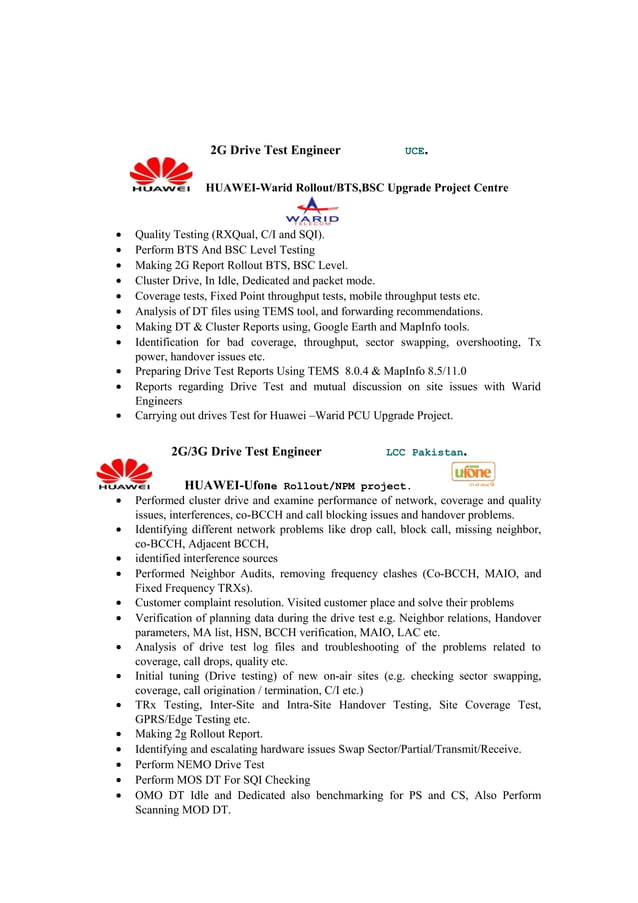 3G RF Optimization CV | DOC