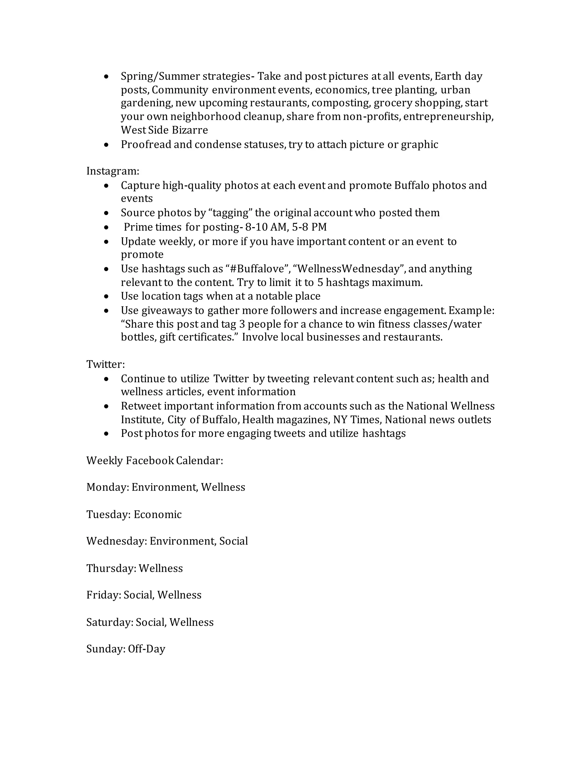 Wellness Institute Social Media Rough Plan | PDF