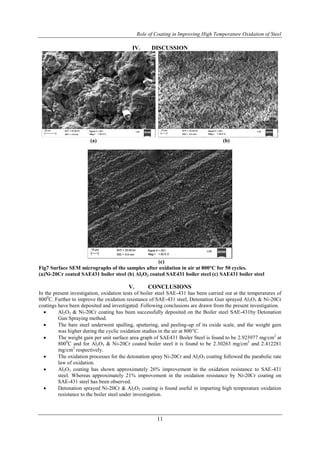 Role of Coating in Improving High Temperature Oxidation of Steel | PDF