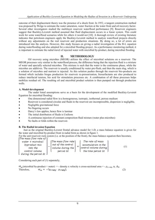 Application of Buckley-Leverett Equation in Modeling the Radius of ...