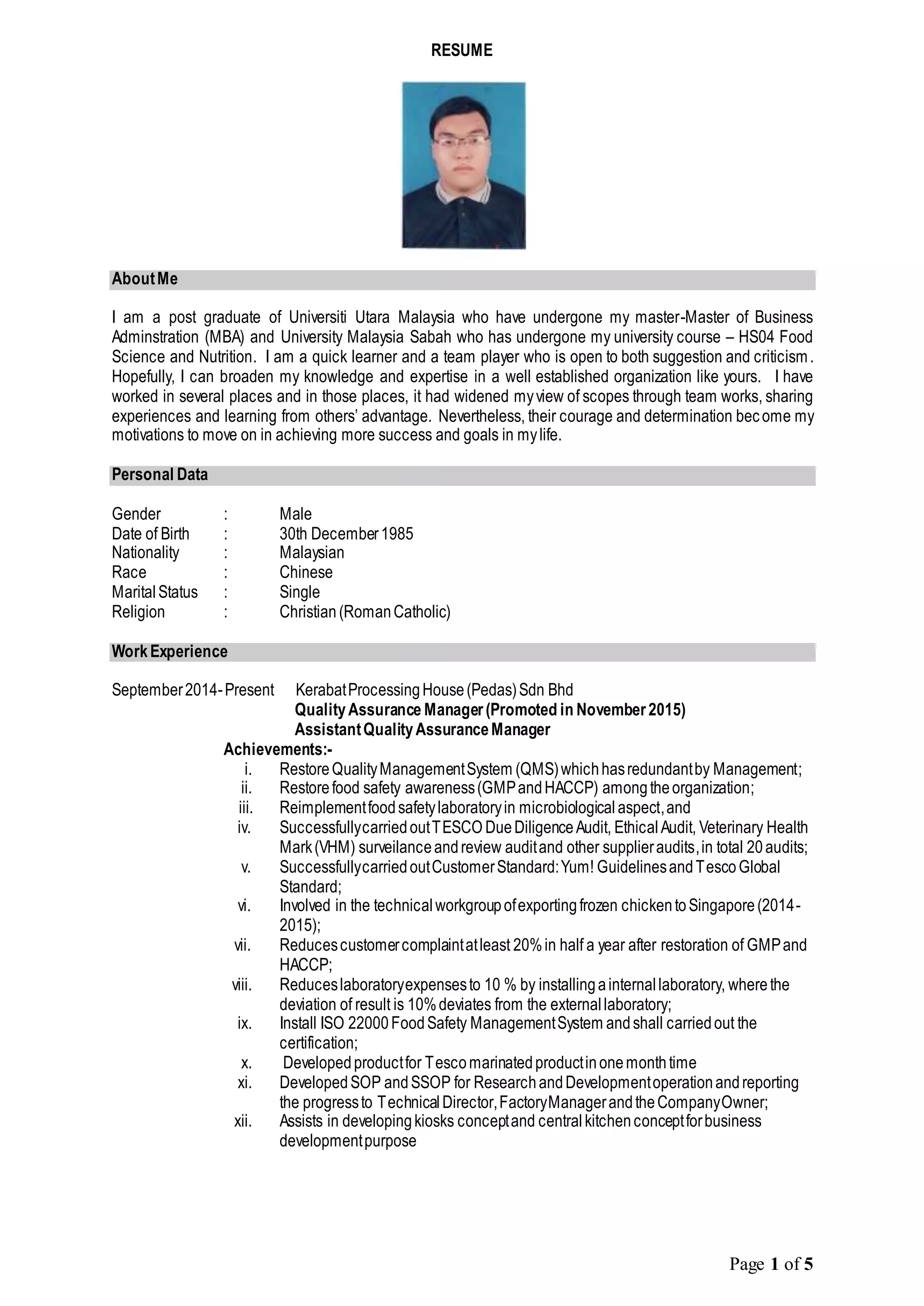 Alex CV as at 23112015 | PDF