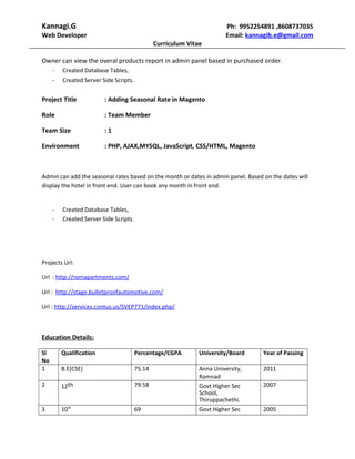 Kannagi Resume | PDF