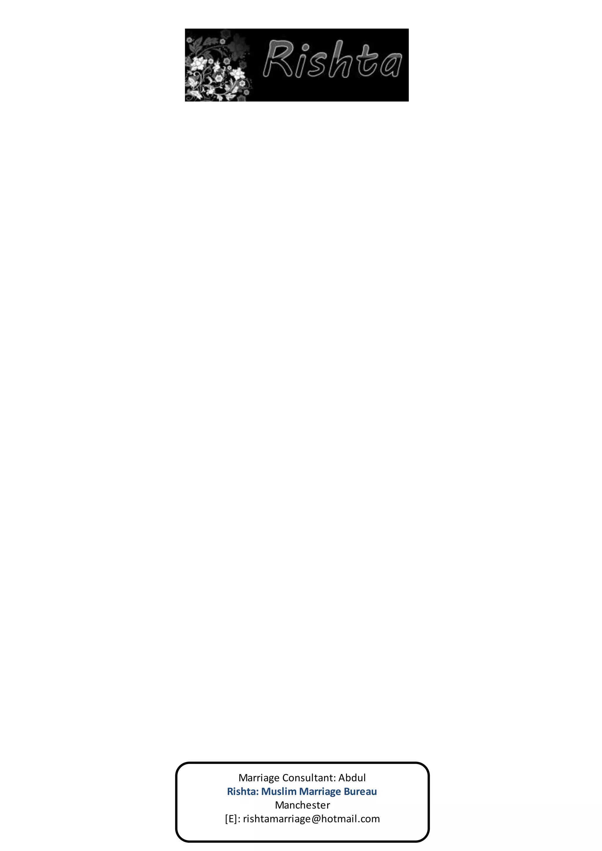 Rishta - Bride Registration Form | DOCX