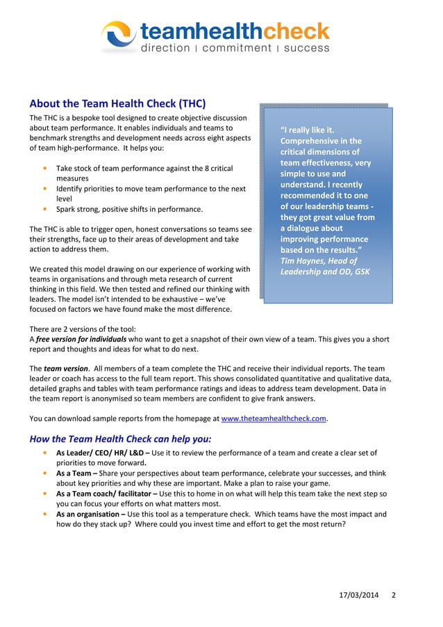 Team Health Check - Overview | PDF