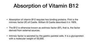 Bio chemistry presentation on B12 deficiency and sources | PDF