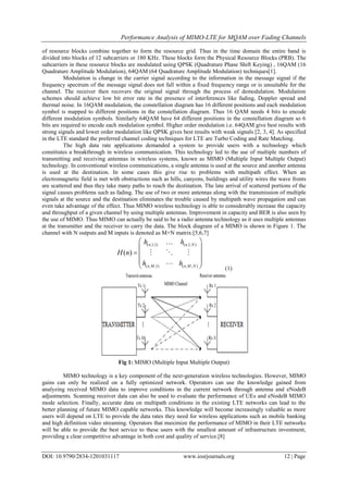 Performance Analysis of MIMO-LTE for MQAM over Fading Channels | PDF