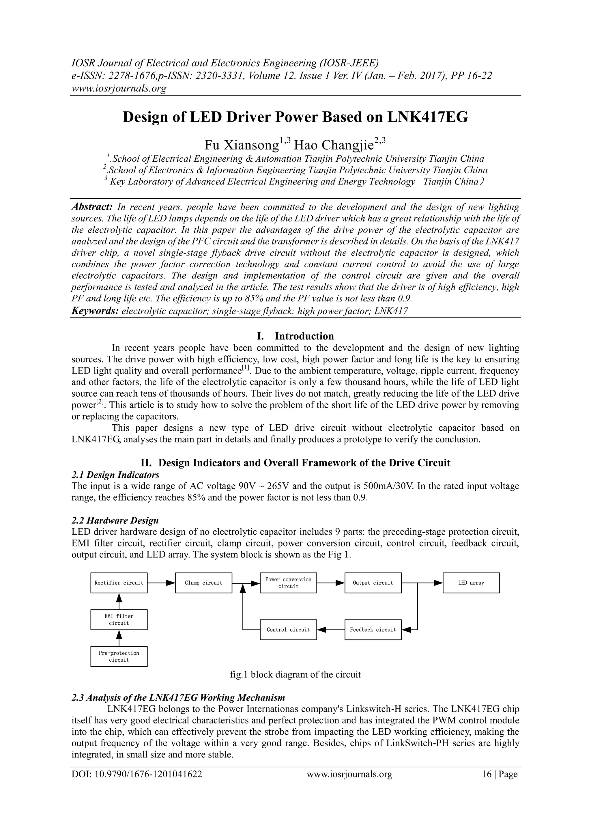 Design of LED Driver Power Based on LNK417EG | PDF