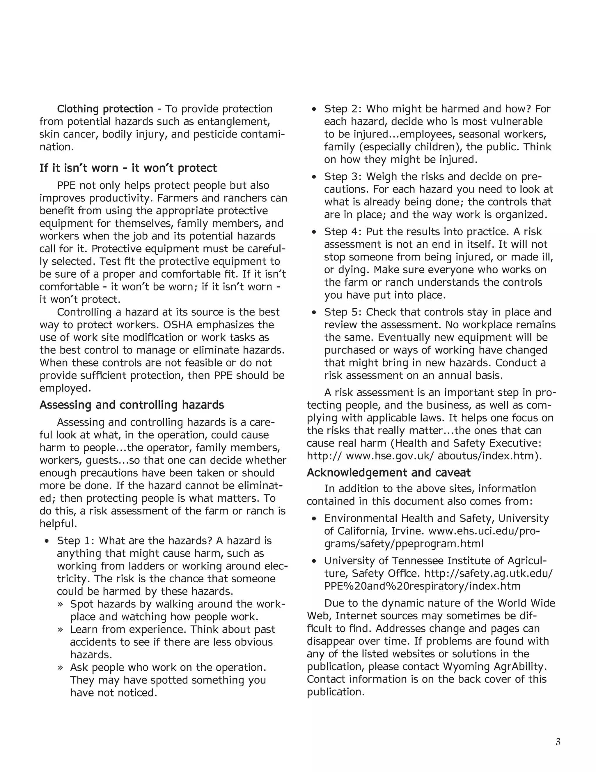 personal protective equipment for agriculture | PDF
