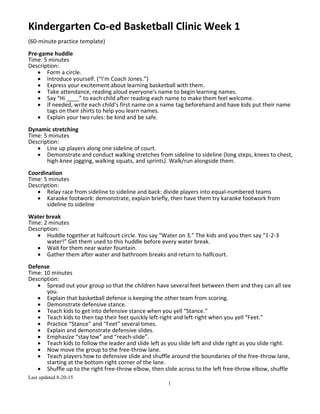 Kindergarten Basketball Curriculum Downers Grove Park District | PDF