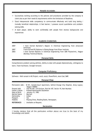 Resume - Nilesh | DOC
