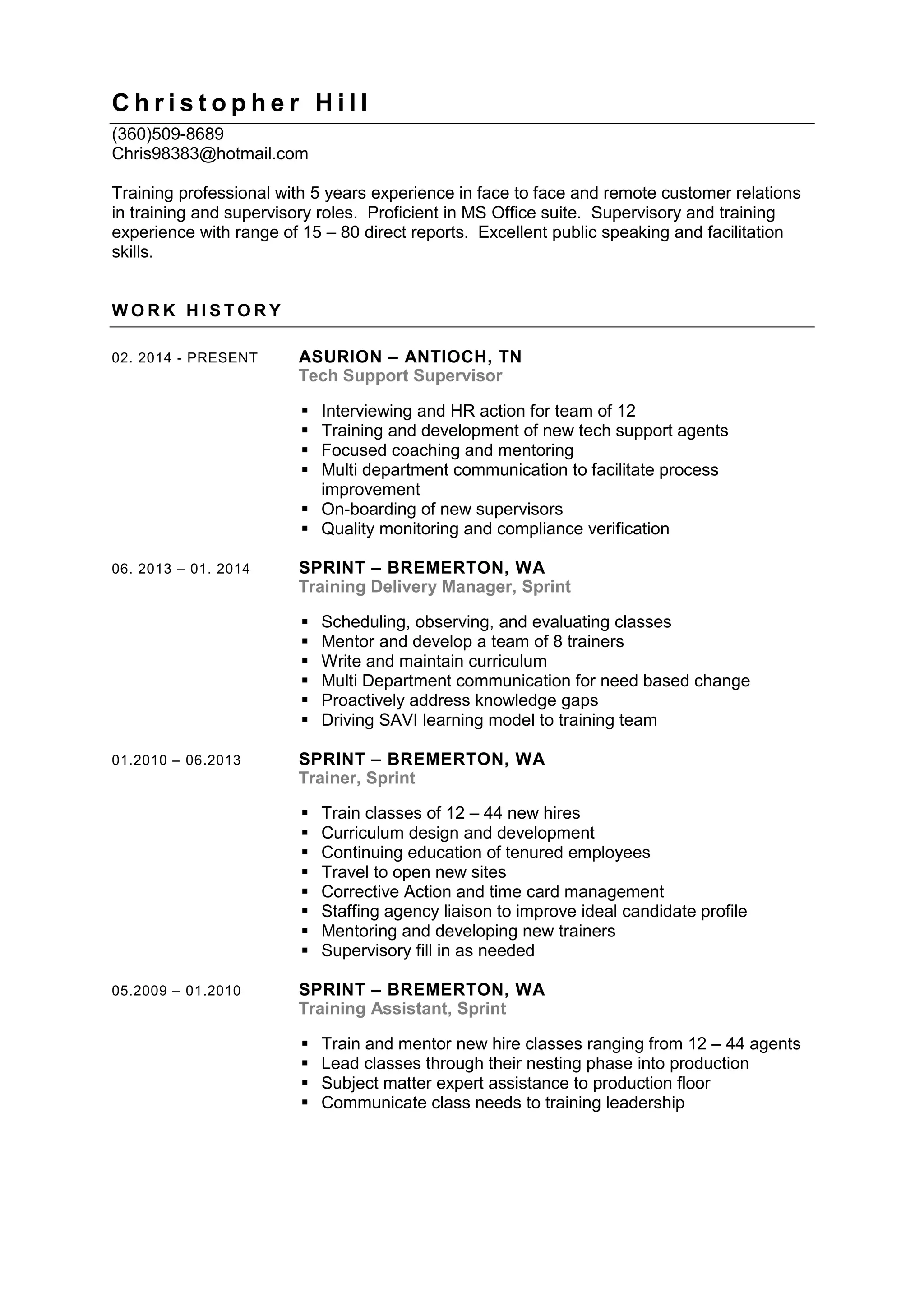 Christopher Hill Resume | PDF